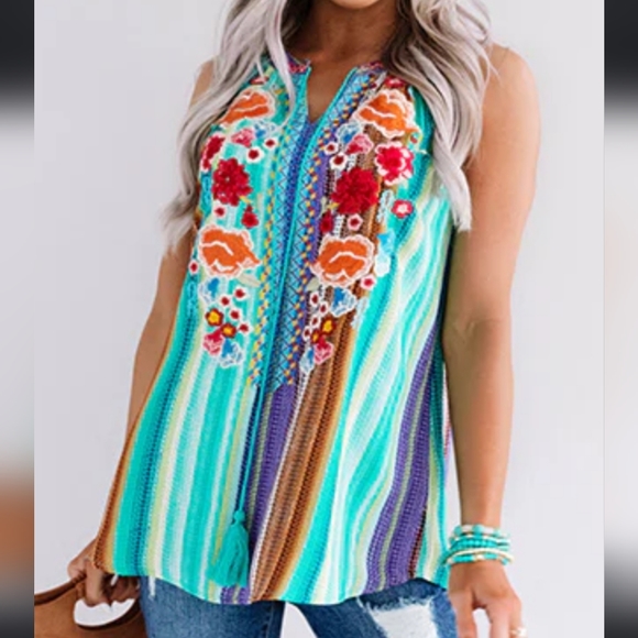 Savanna Jane | Tops | Savanna Jane Wildflower Fabulous Embroidered Top ...